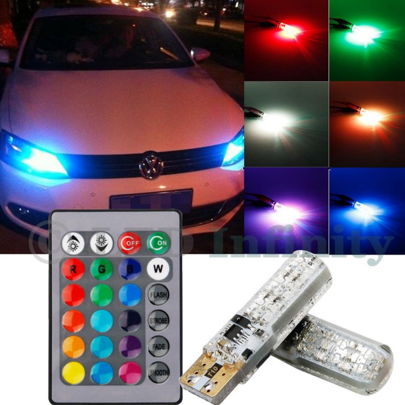 Multi Color LED Car Parking Light Bulbs With Remote Control