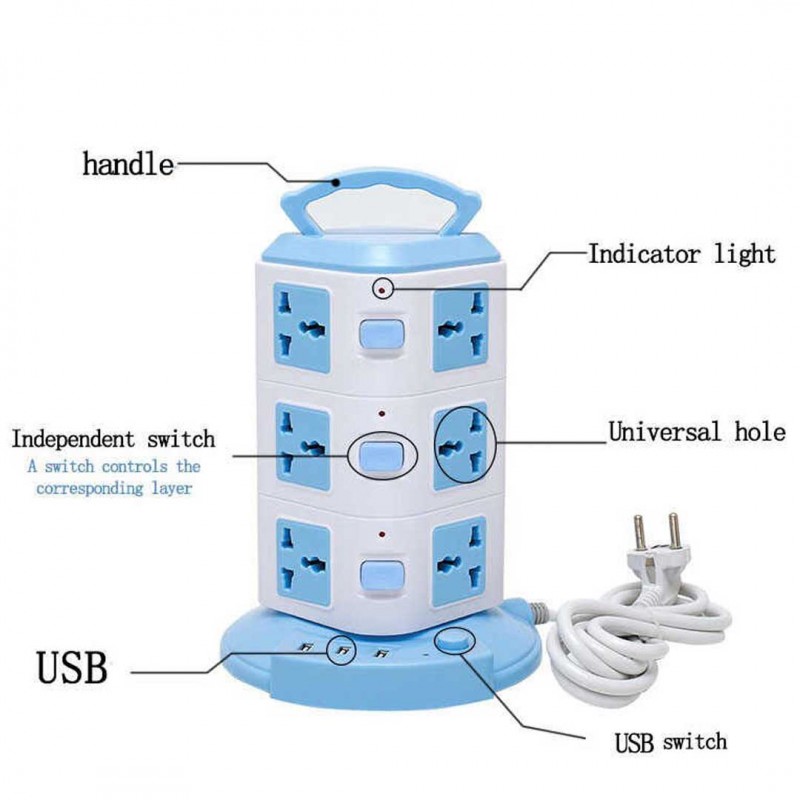 Universal 3 Layers 3 Usb & 16 Power Socket Extension Socket