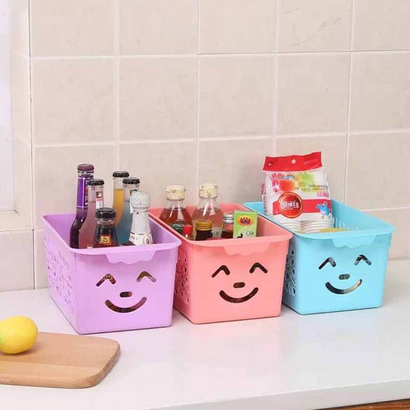 Small Smiling Plastic Storage Organizer Basket