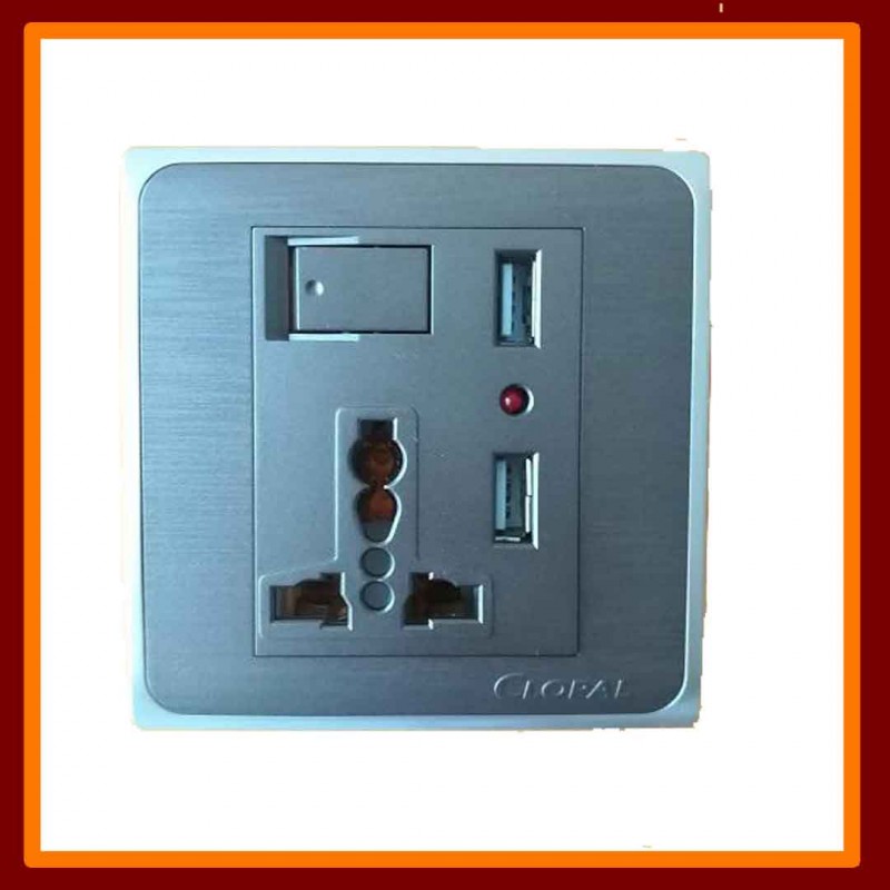 Electric Wall Panel Socket Board With Dual USB 2.1A Charger
