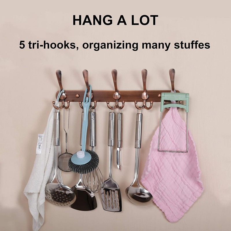 Wall Mounted 5 Tri Hooks