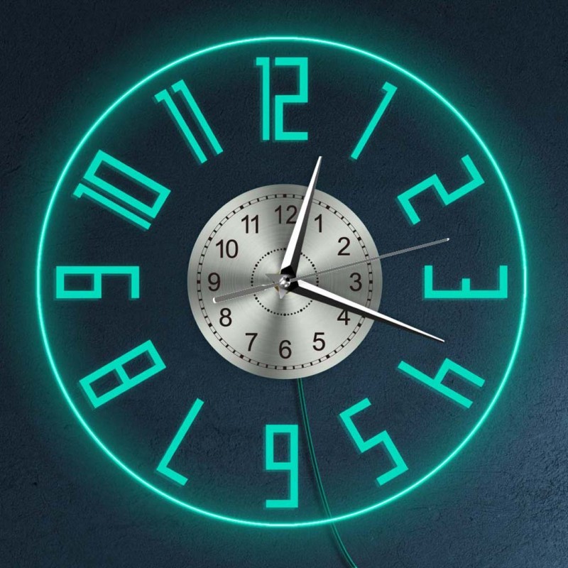 Easy To Read Modern LED Lighting Wall Time Clock With Color Changing ...