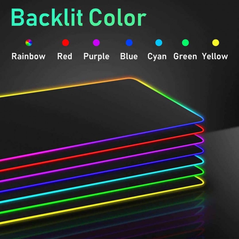 Rgb Gaming Mouse Pad Large Led Mousepad With Non-Slip Rabber Base Soft ...