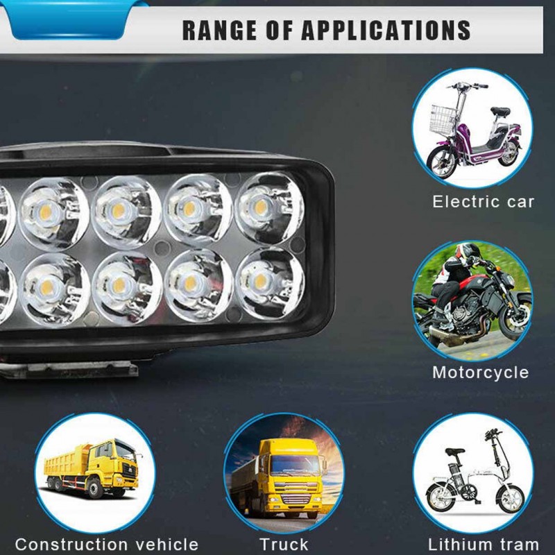 Motorcycle 8 LED External Headlight Spot Light Fog Driving Lamp Waterproof