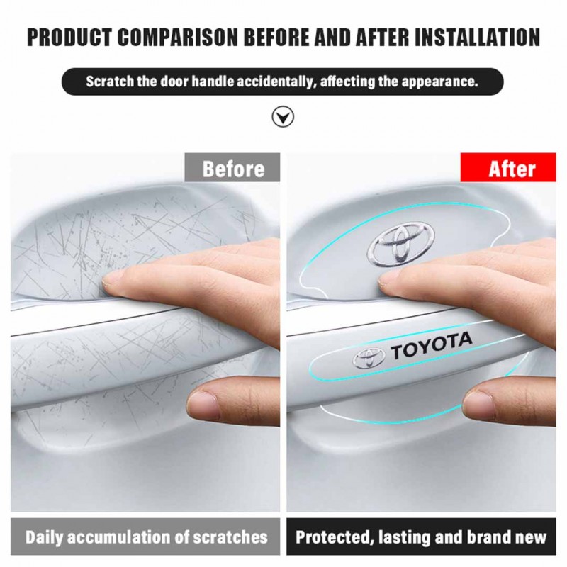 8Pcs Transparent Car Door Handle Cup Anti-scratches Stickers Protective ...