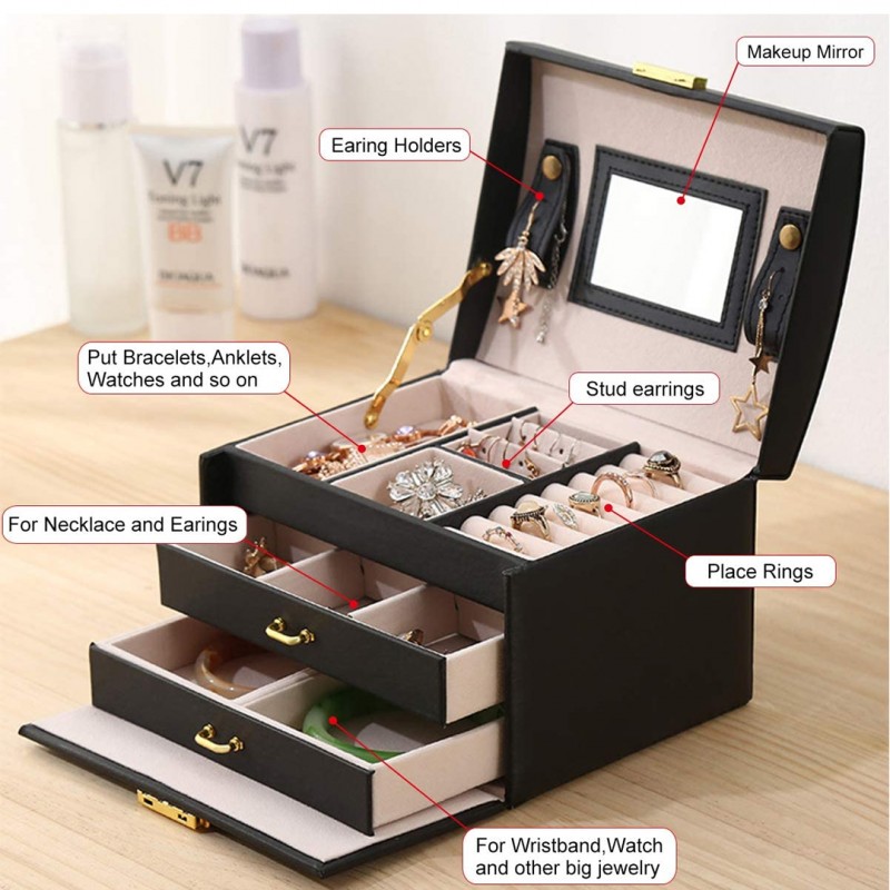 3 Layer Lockable Jewellery Box