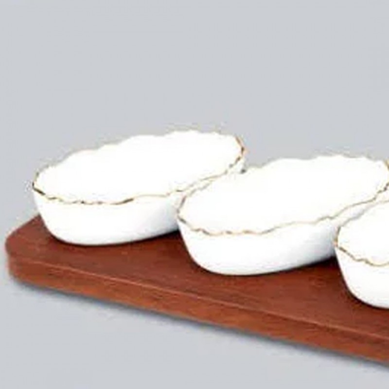 Wave Serving Dishes With Wooden Base