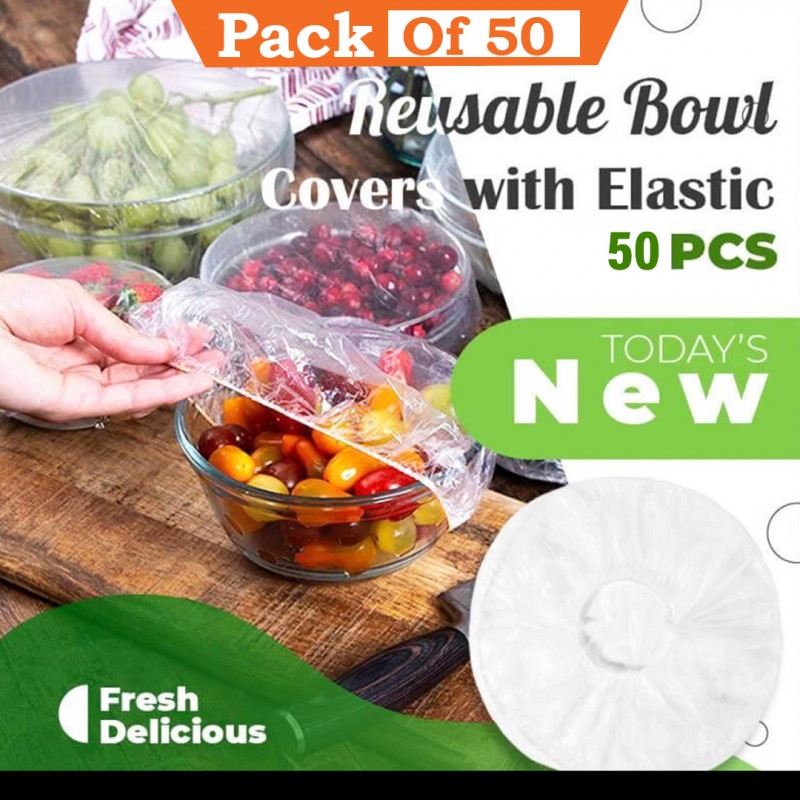 Reusable Elastic Food Plastic Bowl Covers Pack Of 50