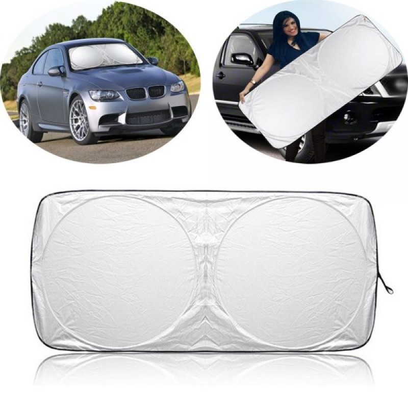 Car Front Windshield Spring Shade - Silver