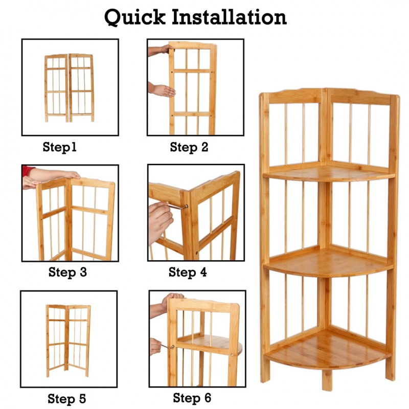 Corner Cabinet Wood Clapboard Shelf Racks