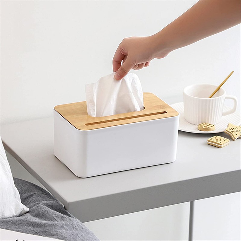 Multifunctional Bamboo Tissue Box Cover