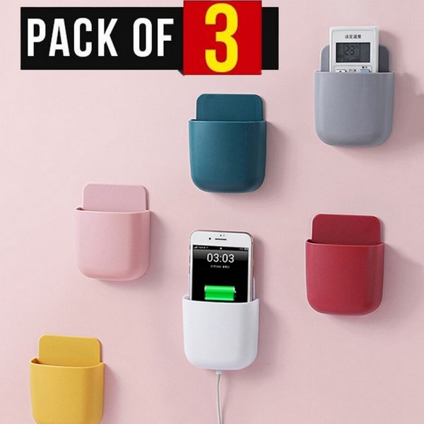 Wall Mounted Storage Box Remote Control Mobile Phone Plug Holder Stand ...