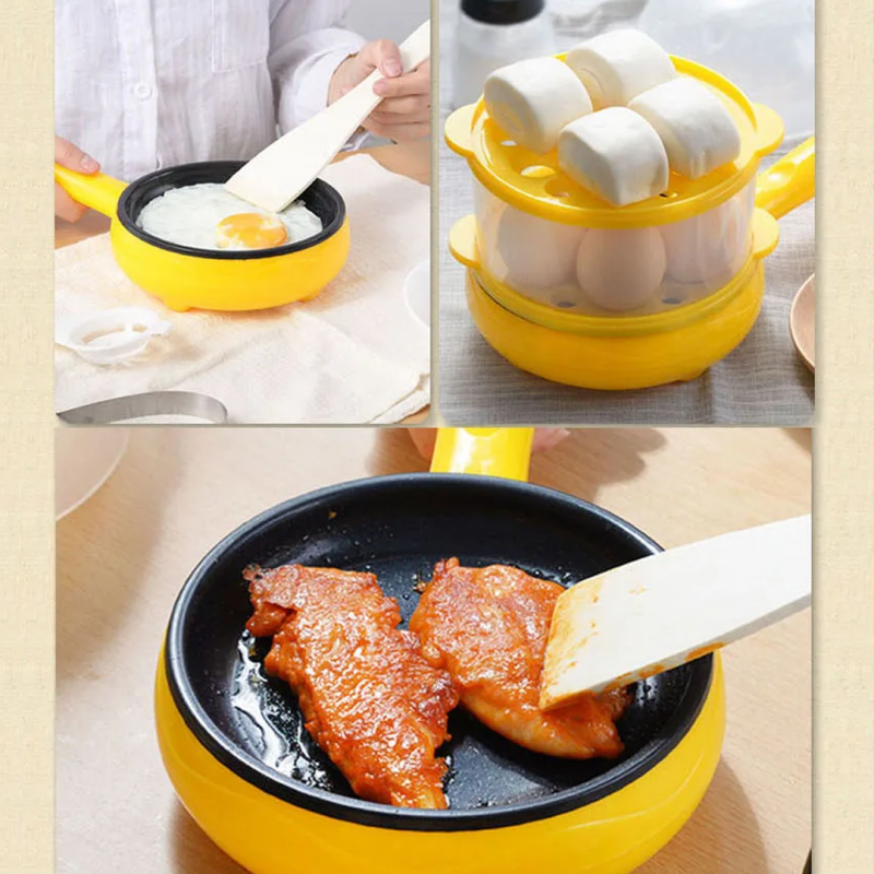 Electric Mini Fry Pan with Egg Boiler | Versatile Cooking Tool