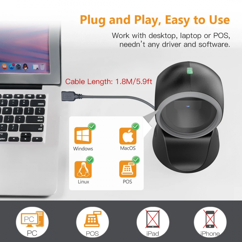 High-Performance 9500 2D Desktop Barcode Scanner | Efficient Scanning