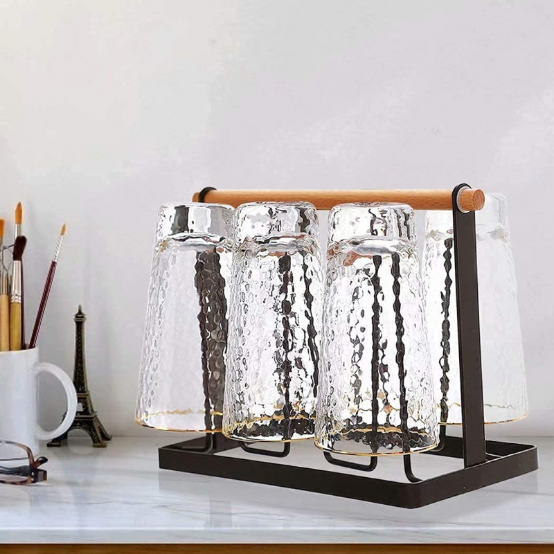 Wooden Handle Cup Drying Rack Stand | Kitchen Organiser | Shopright.pk