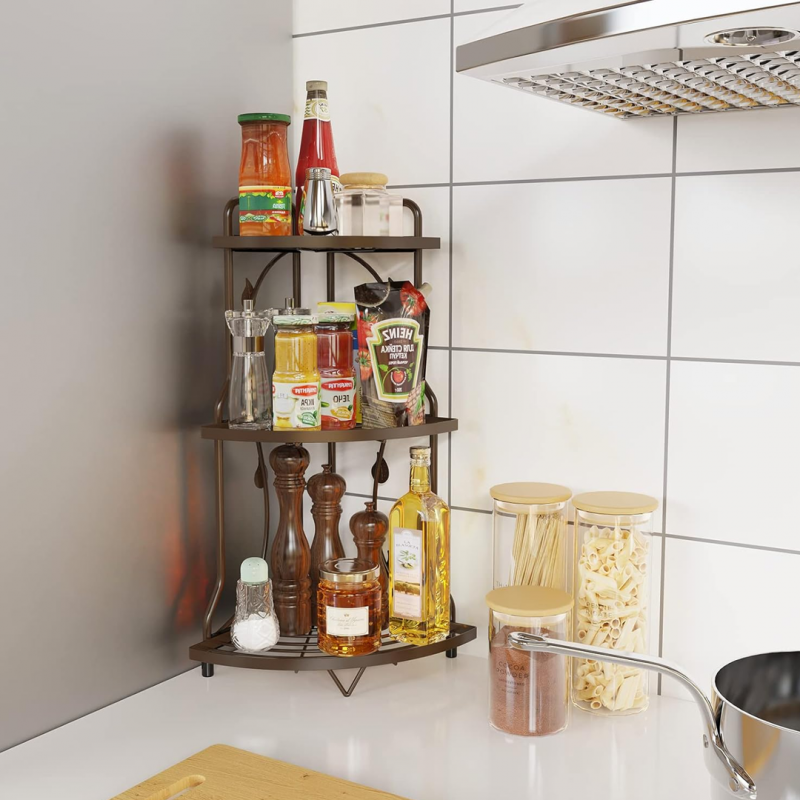 Efficient 3 Step Corner Shelf Kitchen Storage | Kitchen Organiser ...