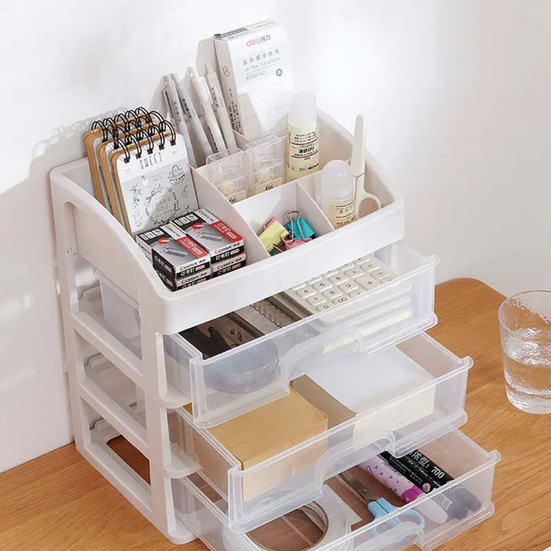 Transparent Plastic Four Layer Cosmetic Storage Box | Women Care ...