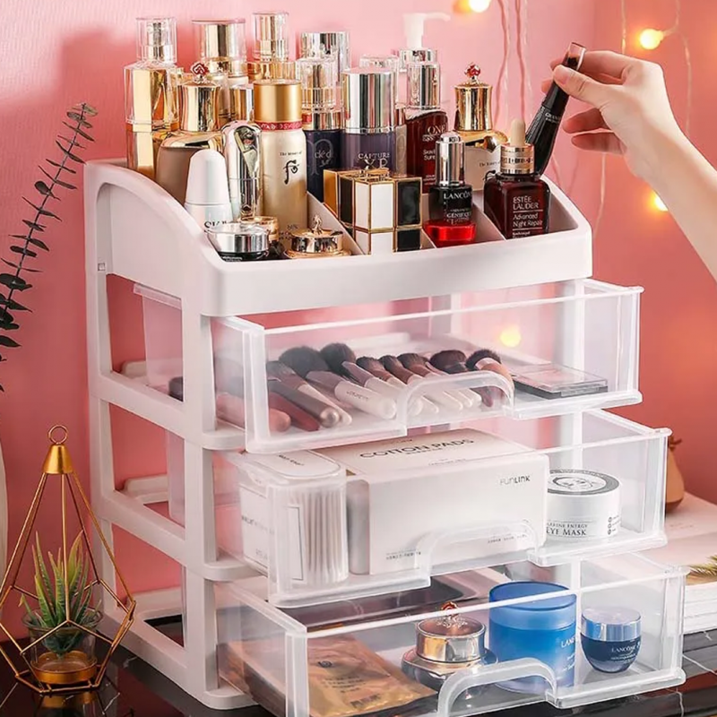 Transparent Plastic Four Layer Cosmetic Storage Box | Women Care ...