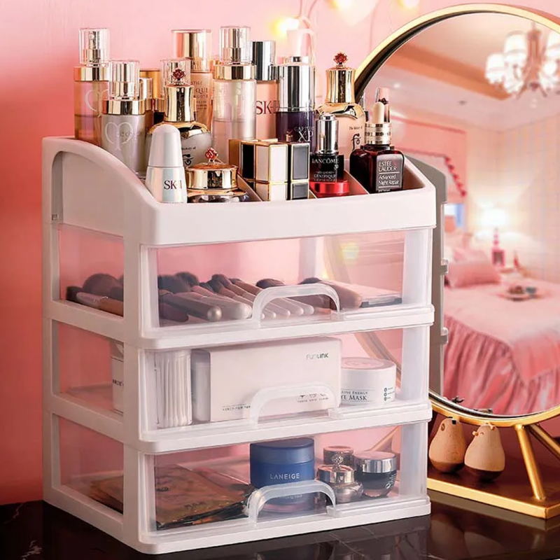Transparent Plastic Four Layer Cosmetic Storage Box | Women Care ...