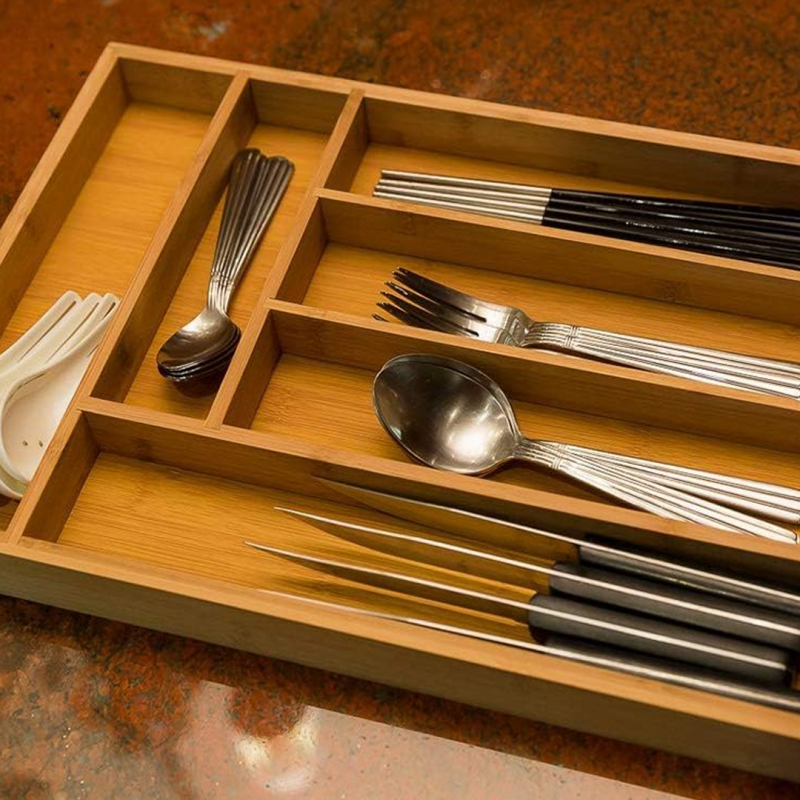 Bamboo Silverware Drawer Organizer | Kitchen Organiser | Shopright.pk