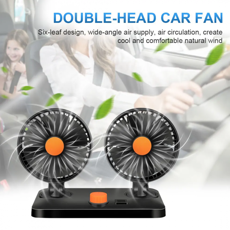 360° Adjustable Double Head Air Fan | Car Accessories | Shopright.pk