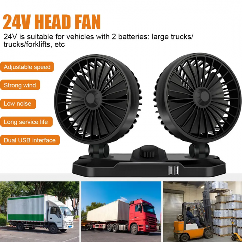 360° Adjustable Double Head Air Fan | Car Accessories | Shopright.pk