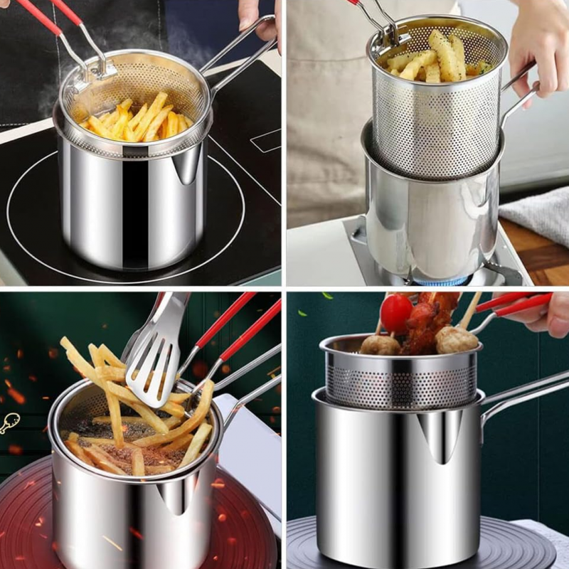 Premium Stainless Steel Stock Fry Pot with Strainer Set | Kitchen Tools ...