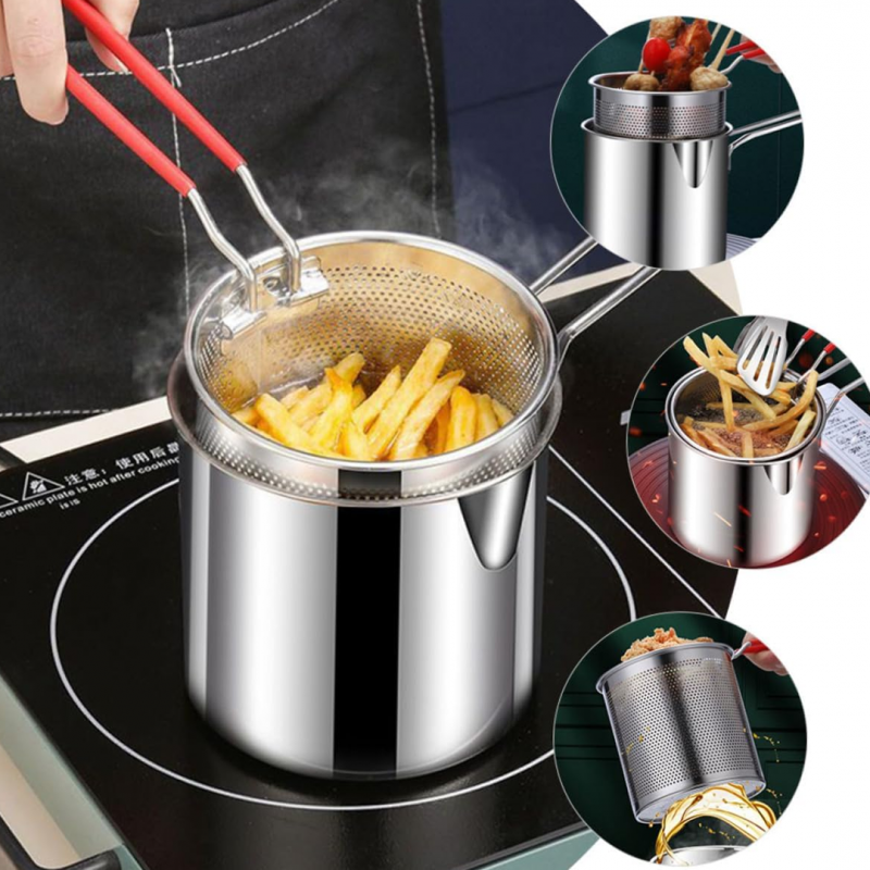 Premium Stainless Steel Stock Fry Pot with Strainer Set | Kitchen Tools ...