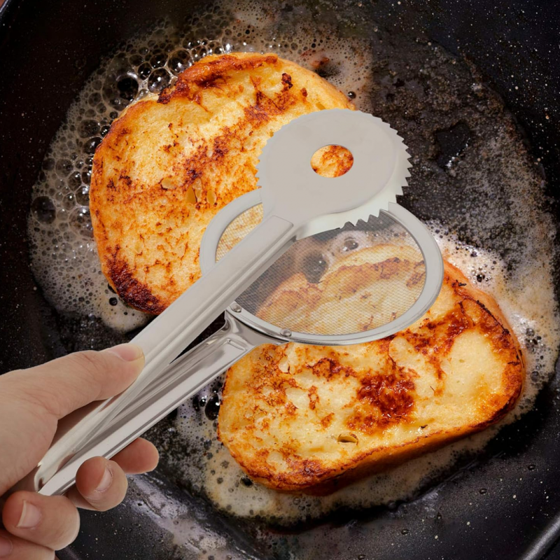 Premium Stainless Steel Frying Tong & Oil Strainer | Kitchen Tools ...