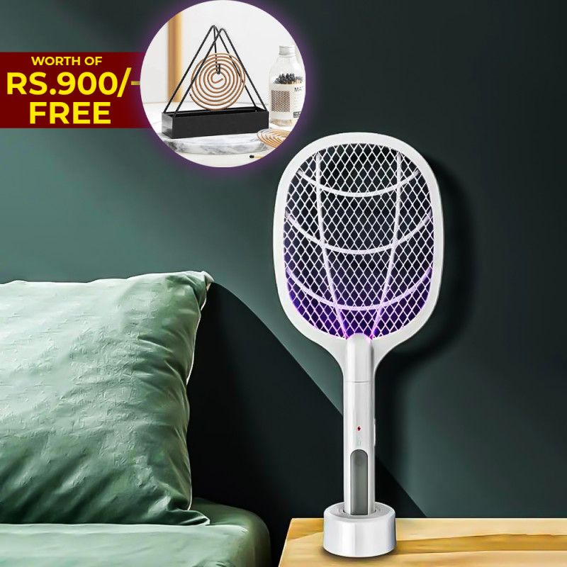 Rechargeable Mosquito Bats Killer Racket with Free Triangular Mosquito ...