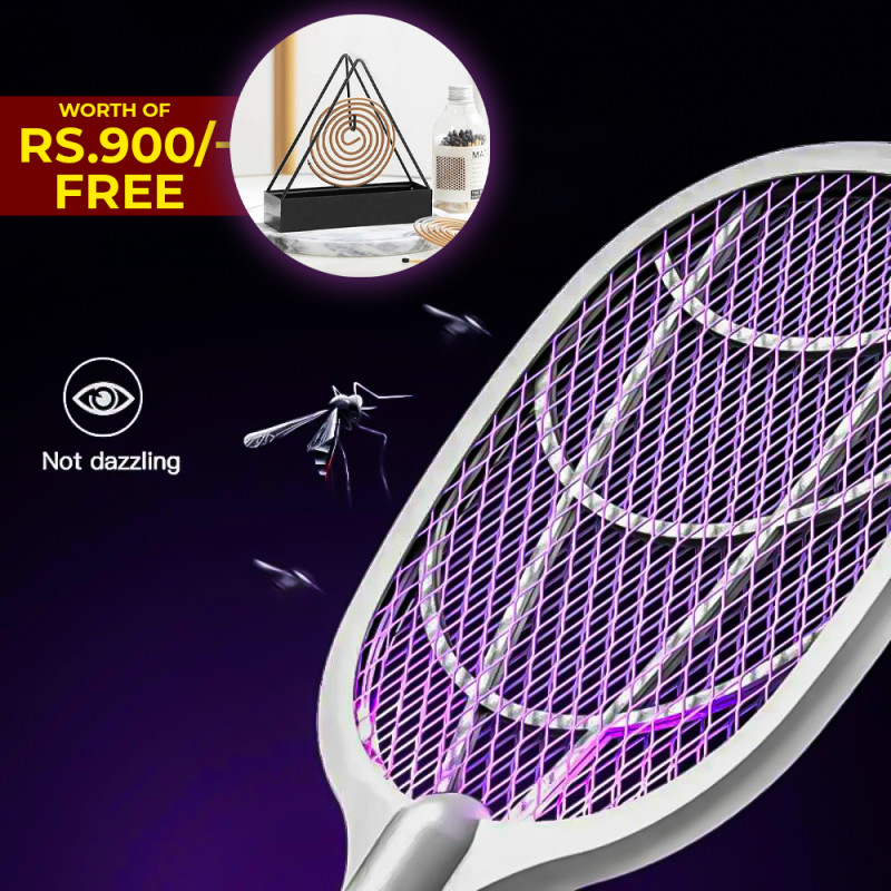 Rechargeable Mosquito Bats Killer Racket with Free Triangular Mosquito ...