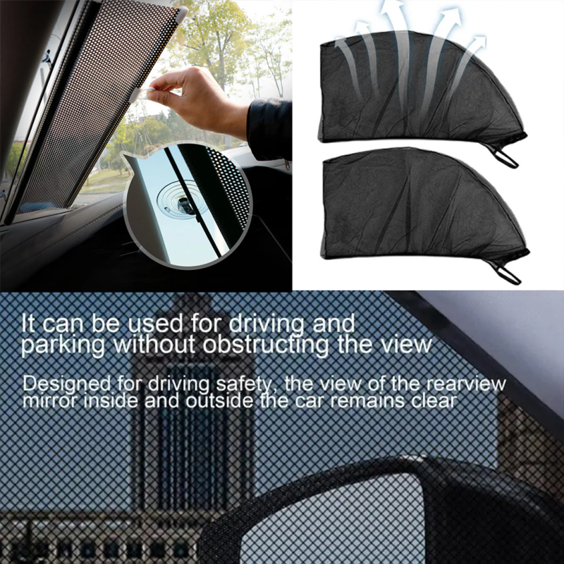 Universal Car Sun Shades - Windshield Roller & Window Mesh | ShopRight.pk