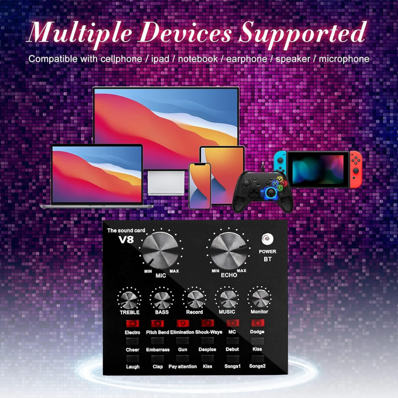 BM800+V8 Condenser Microphone Rechargeable With Metal Body | Microphone ...