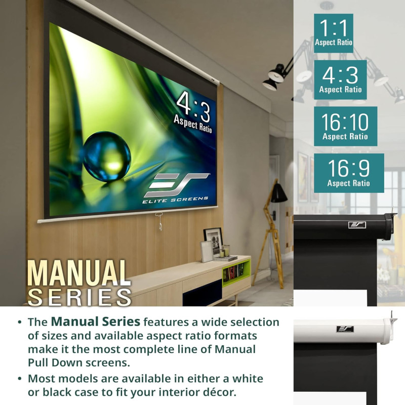 150-Inch Manual Projector Screen 8x10 Feet 4:3 MW – Buy Online at ...