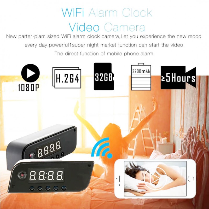 Wireless Security Table CCTV Camera Clock