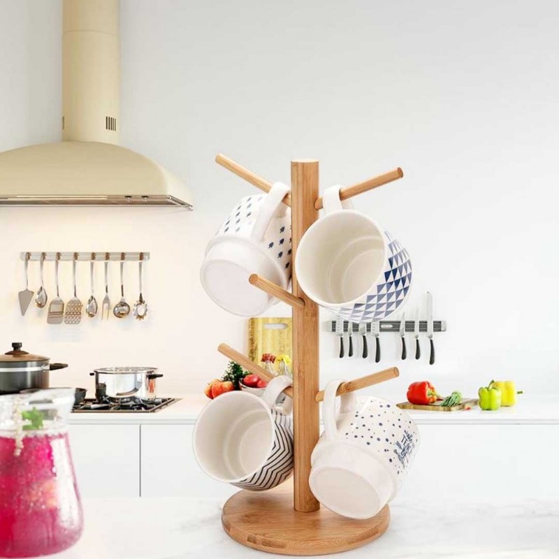 Tree Shape Wood Coffee Tea Cup Stand