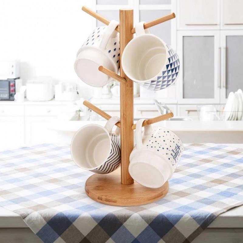 Tree Shape Wood Coffee Tea Cup Stand